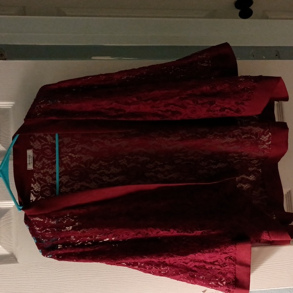 Tops | Lovely Wine Lace Overshirt | Poshmark